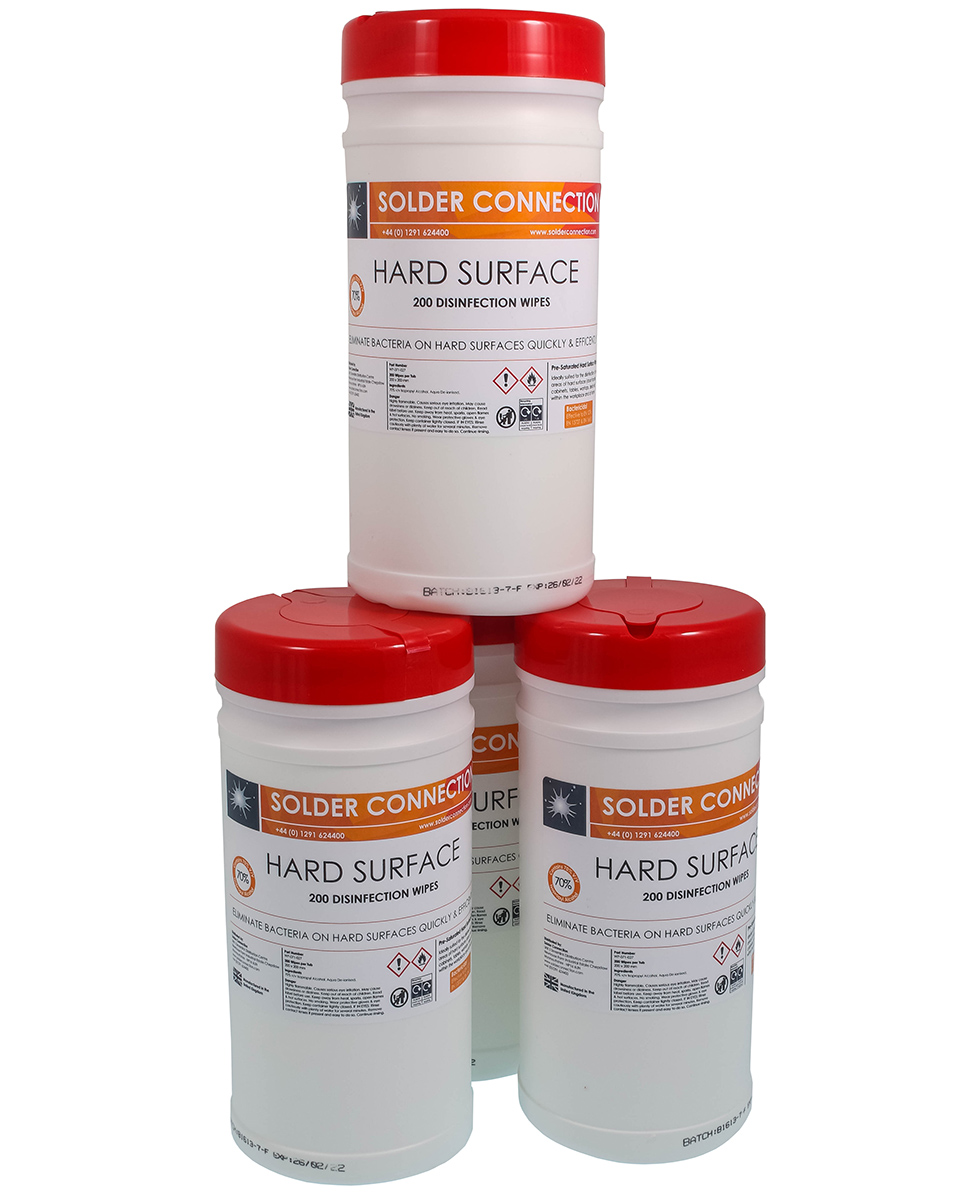 TSC HARD SURFACE WIPES - TUB OF 200 - Solders & Fluxes